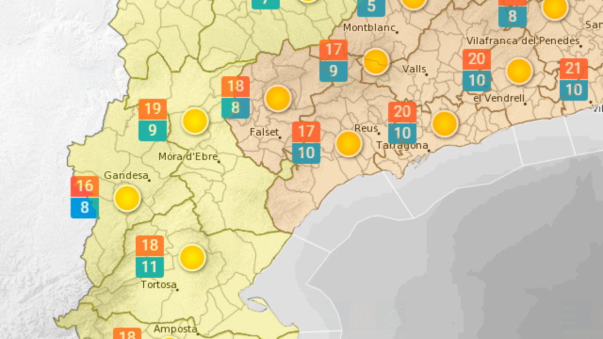 El Temps a Tarragona: Segueixen baixant les temperatures