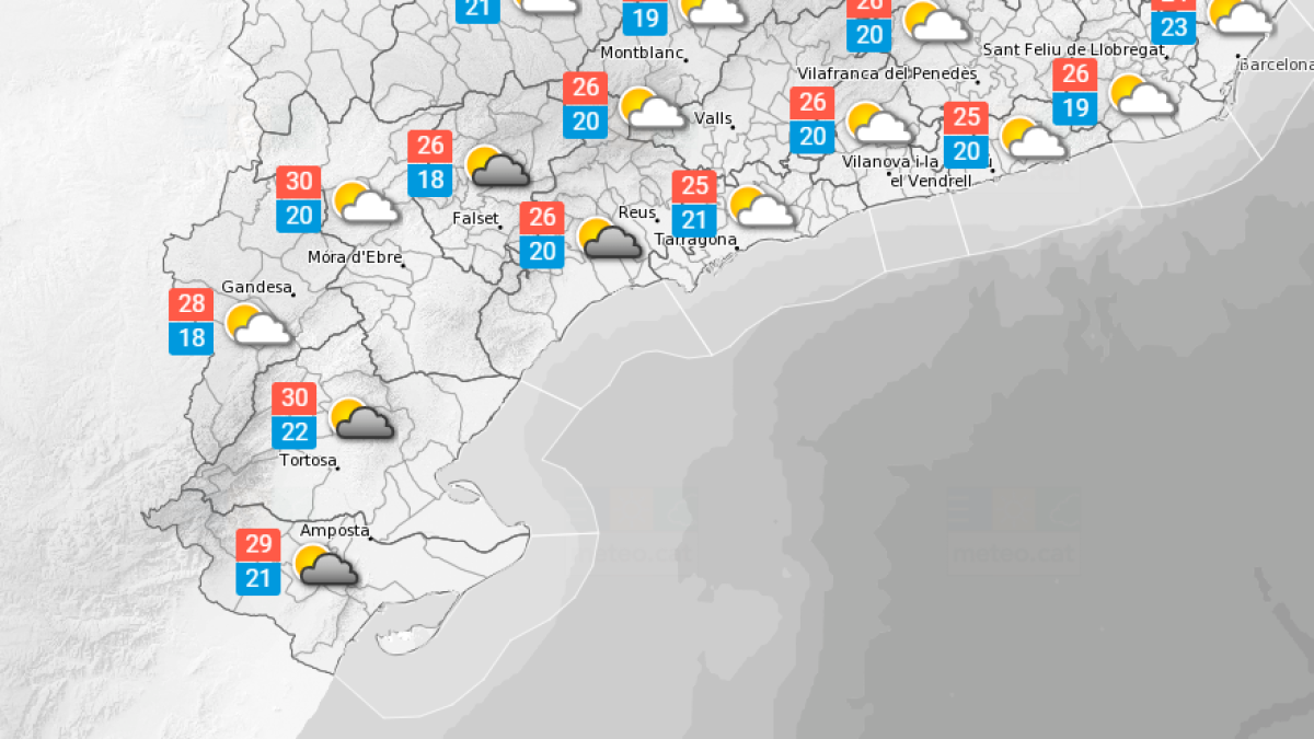 El Temps a Tarragona: cel ennuvolat i precipitacions