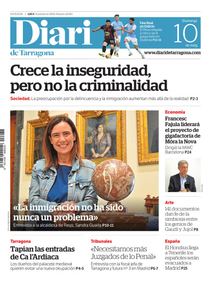 Portada del Diari del domingo 10 de mayo de 2026